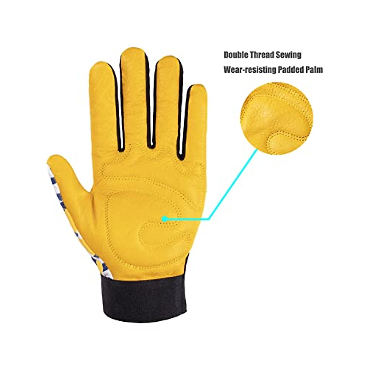 LUXGIFT Breathable Cowhide Leather Gardening Gloves for Yard Work, Outdoor, Construction, Motorcycle | Thorn Proof | Adjustable Wrist | Knuckles Protection | Lemon