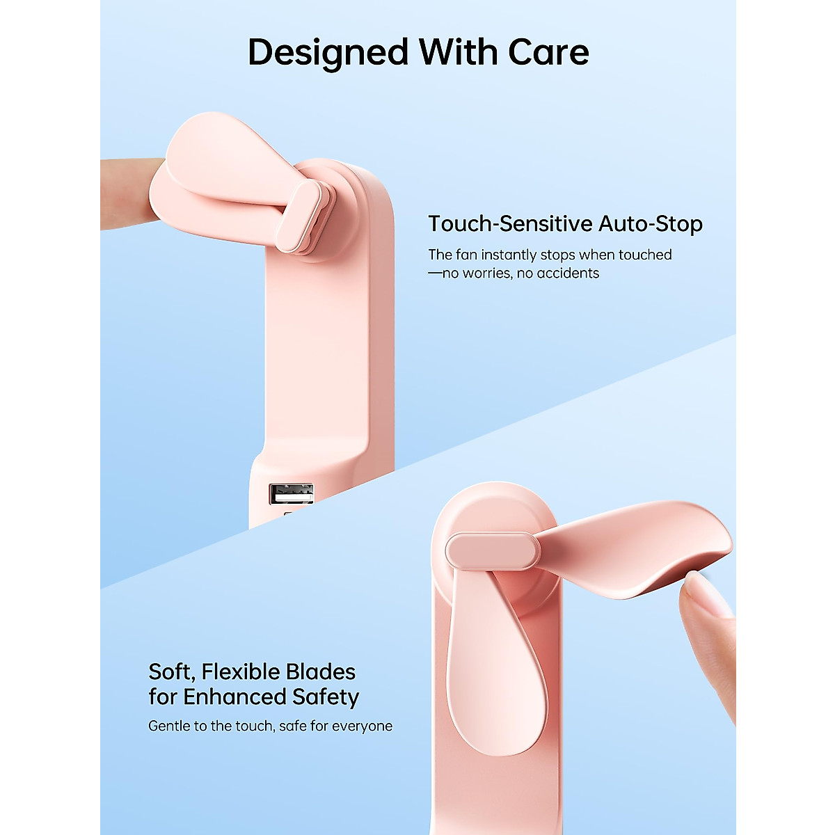 JISULIFE Handheld Mini Fan, 3 IN 1 Hand Fan, Portable USB Rechargeable Small Pocket Fan, Battery Operated Fan [14-21 Working Hours] with Power Bank, Flashlight Feature for Women,Travel,Outdoor-Pink, 1 Count (Pack of 1)