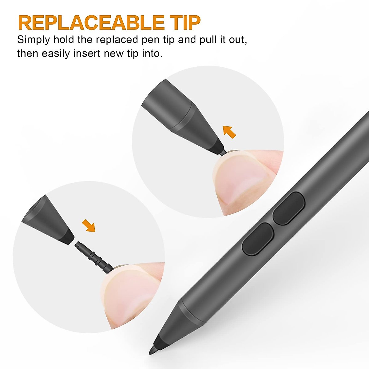 Pen for Surface, 1024 Pressure, Eraser & Right-Click, Palm Rejection,2500 Working Hours for Surface Pro 11/10/9/8/7/6/5/4/3/X, Surface Go/Book 4/3/2/1, Surface Laptop Studio 6/5/4/3/2/1