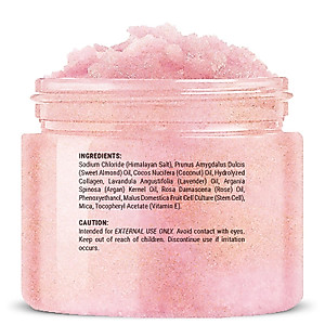 MYSTÉRE BEAUTÉ Himalayan Salt Body Scrub 12 oz - with Collagen and Stem Cells - Exfoliating Salt Scrub for Cellulite - Deep Cleansing for Acne, Scars, Wrinkles - Moisturizes Skin