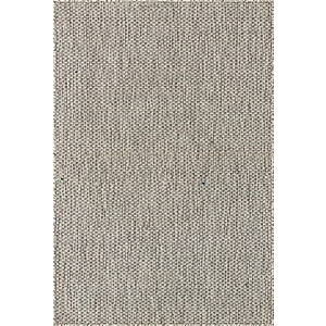 Unique Loom Collection Casual Transitional Solid Heathered Indoor/Outdoor Flatweave Area Rug, 4 ft x 6 ft, Light Gray/Ivory