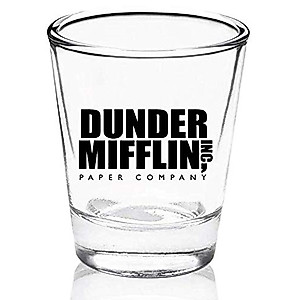 The Office Merchandise Shot Glass Gift Set - Prison Mike, Dunder Mifflin, & Bears Beets Battlestar Galactica - The Office Gifts for Men and Women