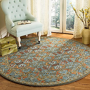 SAFAVIEH Heritage Collection 8' x 10' Sage / Blue HG741W Handmade Traditional Oriental Premium Wool Area Rug