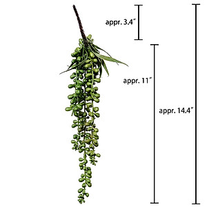 Supla 4 pcs Artificial Hanging Succulents Faux Burro's Tail Picks Trailing String of Pearls Succulent Greenery Sprays 13.4" L for Basket Planter Centerpiece Floral Arrangement Indoor Outdoor Decor