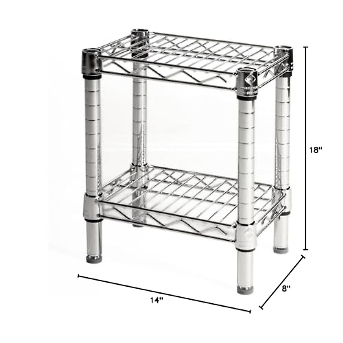 Shelving Inc. 8" d x 18" w Chrome Wire Shelving with 2 Tier Shelves, Weight Capacity 800lbs Per Shelf