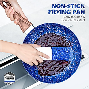 MICHELANGELO Small Frying Pan with Lid, 8 Inch Frying Pan with 100% APEO & PFOA-Free Stone-Derived Nonstick Interior, Stone Frying Pan, Small Egg Pan 8 Inch, Granite Frying Pan Nonstick - 8 IN