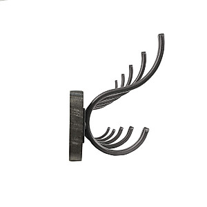 Spectrum Diversified Richmond Wall Mount 5 Hook Wood Rack for Storage and Organization of Entryway Bedroom and More, Coffee/Industrial Gray