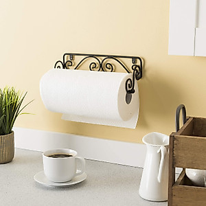 Home Basics Scroll Design Wall Mounted Paper Towel Holder | Great Space Saver | Scroll Collection | Durable Steel