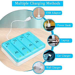 4-in-1 Charging Station for Wii & Wii U Remote Controller, 4 Pcs Rechargeable 2800 mAh Battery Packs with USB Cable Compatible for Wii/Wii U Remote Game Contoller (White)