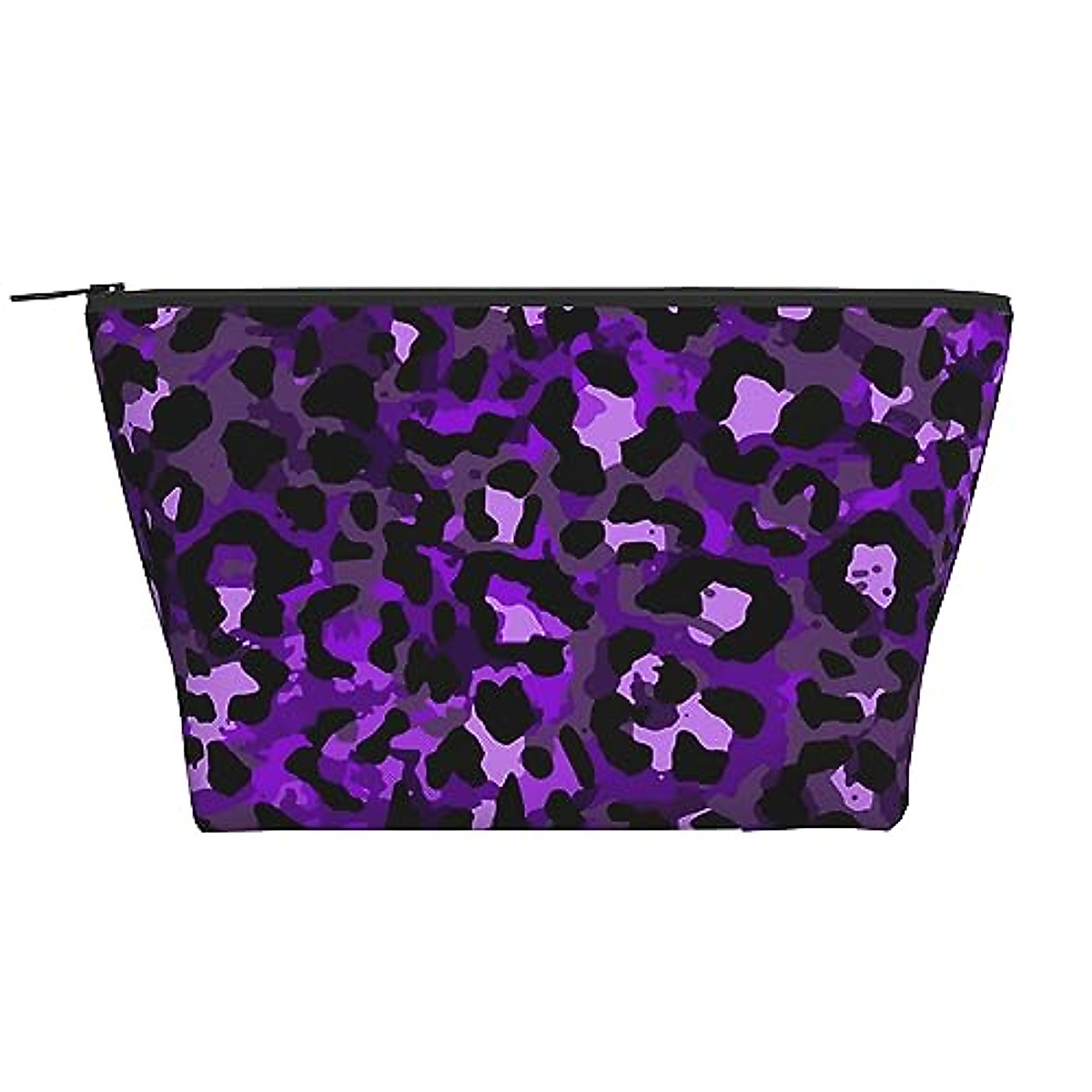 Women's Lightweight Makeup Bag Pouch Compatible with Purple Cheetah Leopard Print, Funny Travel Cosmetic Bag Portable Pencil Bag with Zip for Office College Christmas Gift