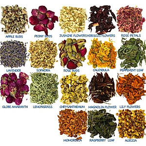 16 Bags Dried Flowers for Soap Making, Dried Flowers for Candle Making, Soap Flowers and Dried Herbs for Candle Oil, Bath Bombs. Essential Fragrant – The Best Variety of Grade A Flowers