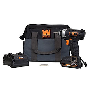 WEN Cordless Impact Driver with 20V Max Battery, Bits, Charger and Carrying Bag (49135)