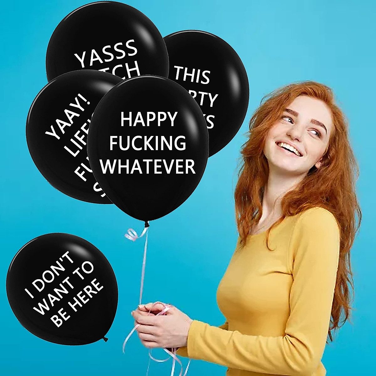 50 PCS Black Abusive Balloons Latex Offensive Balloons, 12 inch Funny Balloon for Adult Party Birthday Graduation Decorations