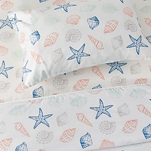 SPIRITUAL COZY Cartoon Twin Sheets for Kids - 3 Piece Cute 3D Beach Shell Printed Twin Sheet Set - 12 Inches Deep Pocket Breathable Boys and Girls Twin Sheets - Soft Kids Sheets with 1 Pillowcase