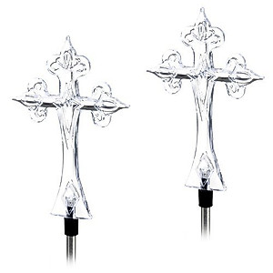 CROSS SOLAR LIGHT LANDSCAPE GARDEN STAKE (Set of 2 pcs) Garden, Lawn, Supply, Maintenance