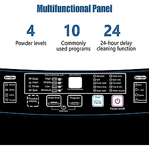 Krib Bling Full-Automatic Washing Machine with Drain Pump, 17.7 lbs Compact Washer, 10 Wash Program & 8 Water Level, Ideal for Apartment, Dorm, RV