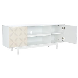SAFAVIEH Home Collection Faye White Washed 3-Shelf Patterned Entertainment Media Stand up to 60" Flatscreen TV