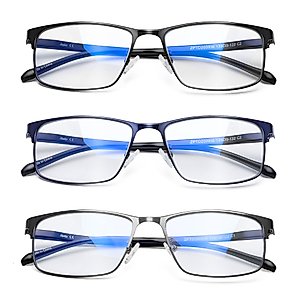 LADEESSE 3-Pack Reading Glasses Blue Light Blocking, TR90 Reading Glasses for Women Men Anti Glare Filter Lightweight Eyeglasses (3-Pack Black, 2.5)