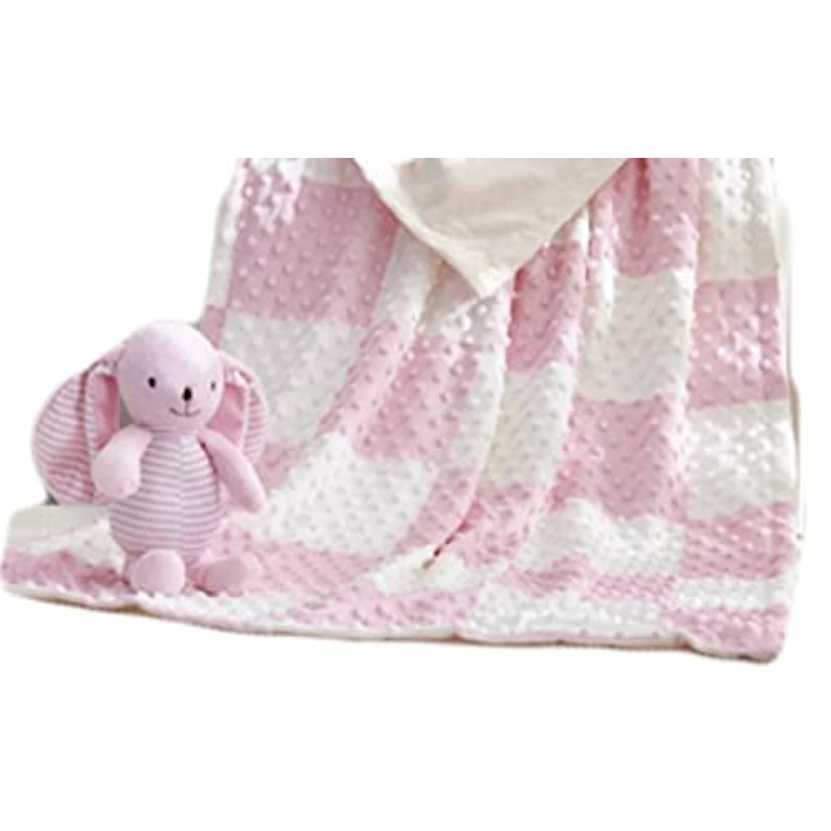 Newborn Blanket & Bunny Girl Gift Set, Ultra Soft and Cuddly, Pretty in Pink, Baby Plush Polka dot, (Pink) This Could be The Baby's Best Friend for a Lift time.