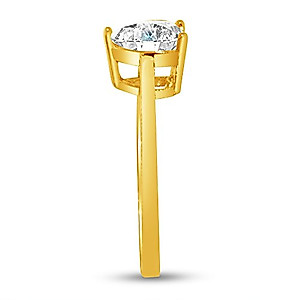 Size - 4.5 - Solid 14k Yellow Gold Heart Cut One Solitaire Wedding Engagement Ring CZ Cubic Zirconia 1.50ct.