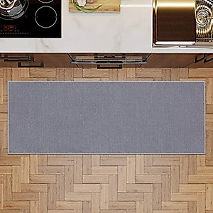 Machine Washable Modern Solid Design Non-Slip Rubberback 2x6 Traditional Runner Rug for Hallway, Kitchen, Bedroom, Living Room, 2'2" x 6', Gray