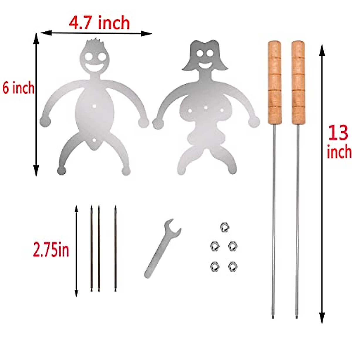 Women Men Shaped Funny Stainless Steel Barbecue Forks，Novelty Barbecue BBQ Tools, Barbecue Forks Accessories for Campfire, Bonfire and Grill,with Sticks Hot Dog Barbecue Fork (Men + Women