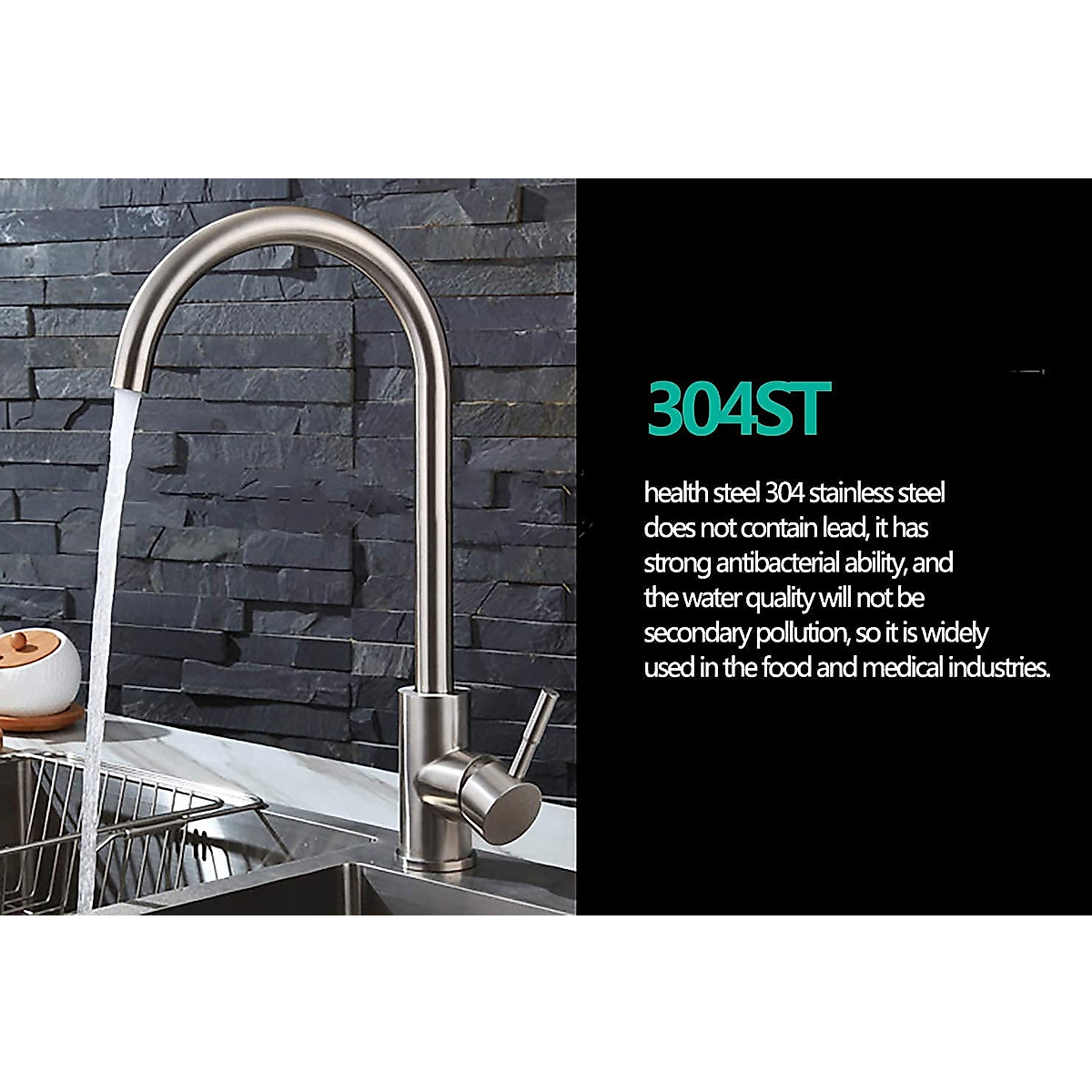 Faucet Bathroom Kitchen Faucet Lead-Free Stainless Steel Brushed Nickel,Bar Sink Faucet Tap Small Mini Kitchen Bath Faucet Farmhouse Vanity Sink Lavatory Single Hole Faucets,External Welding ( Size :