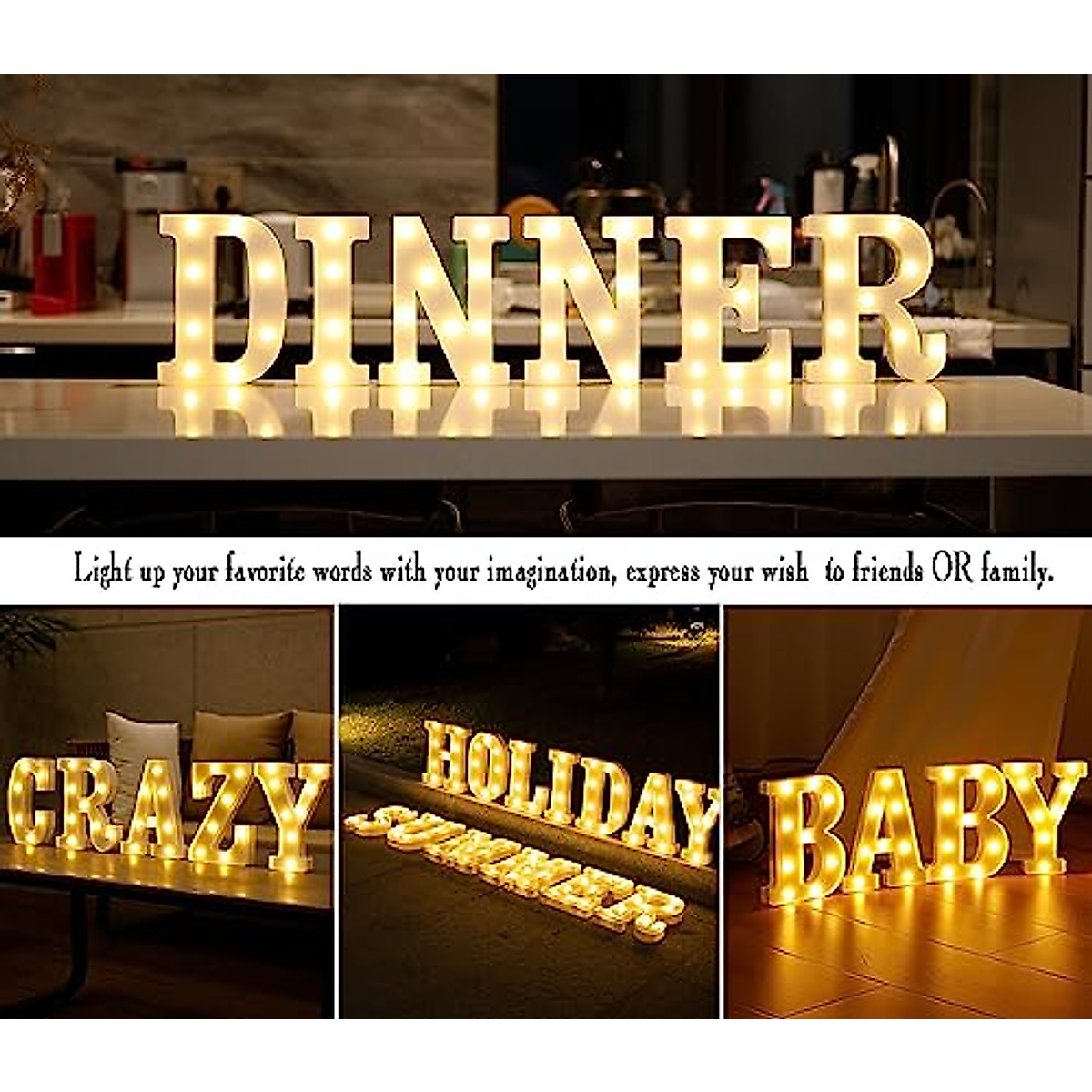 Led Marquee Light Up Letters, 26 Alphabet Light Up Letter Lights, Decorative Led Letters Lights, Battery Powered Letter Sign Lights for Party, Night Light, Home Decor(LetterR, Warm White)