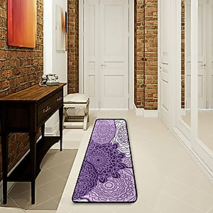 xigua Purple Mandala Boho Runner Rug, Soft Non Slip Long Area Rugs Floor Mat for Hallway Bedroom Living Room Kitchen 72 X 24 Inch