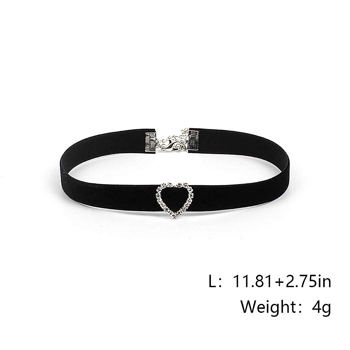 ACEDRE Black Choker Necklace Heart With Crystal Necklace Chains Adjustable Necklaces Jewelry Accessory for Women (Heart Shape)