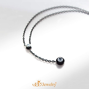 555Jewelry Womens Stainless Steel Metal Charming Lariat Style Y Droplet Cable Chain Brilliant Drop Round CZ Layered Hypoallergenic Fashion Jewelry Accessory Pendant Necklace, Black 18 Inch