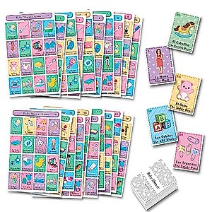 More Fiesta Baby Shower Bingo Bilingual - English Spanish, for 20 Players