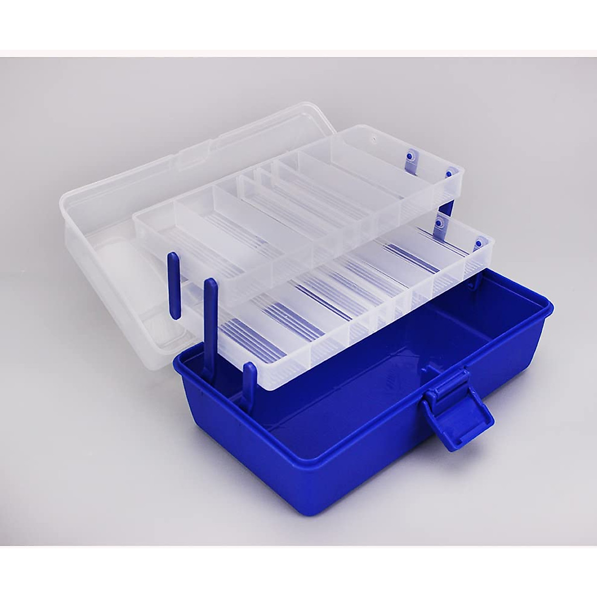 3-Tier Portable Fishing Box Hardware Toolbox Tool Organizer Box Parts Storage Boxes with Removable Plastic Divider for Various Sizes of Bait Hook Fish Float Outdoor Fishing Supplies
