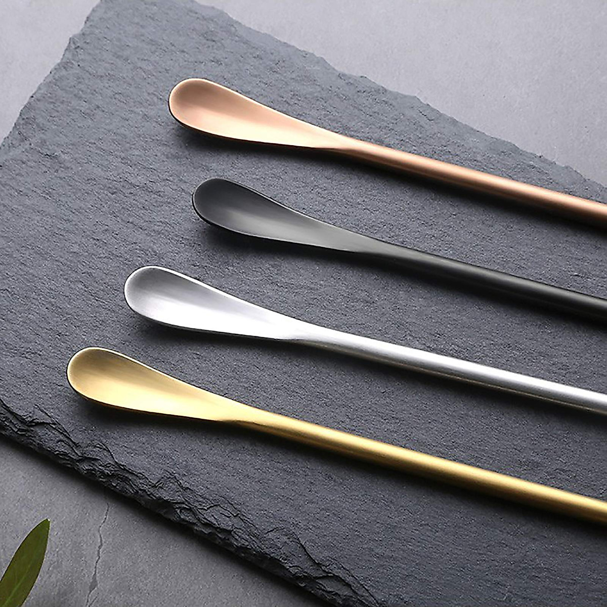 WUWEOT 8 Pack Stainless Steel Coffee Spoons, 5In Iced Tea Spoons Cocktail Stirring Spoons, Spice spoons with Short Handle (4 Colors)