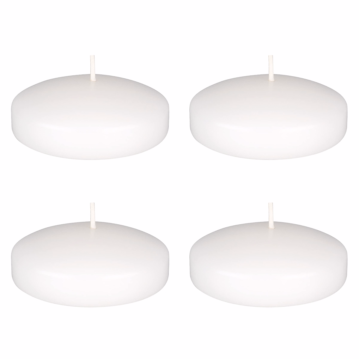 Mega Candles 4 pcs Unscented White Floating Disc Candle, Hand Poured Paraffin Wax Candles 3 Inch Diameter, Home Décor, Wedding Receptions, Baby Showers, Birthdays, Celebrations & Party Favors