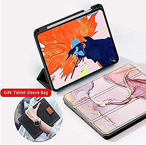 MAITTAO 2 in 1 iPad Pro 12.9 Case 2020 Release (4th Gen) Soft TPU Back Cover with Tablet Sleeve, Support Apple Pencil Holder & Wireless Charging & Auto Wake/Sleep for 2020 iPad Pro 12.9,Marble 17