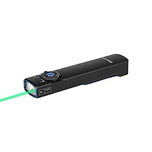 OLIGHT Arkfeld Flat Flashlight 1000 Lumens Dual Light Source EDC Lights with Green Beam and White LED Combo, with Rechargeable Built-in Battery for Outdoors, Emergency, Work (Black Cool White)