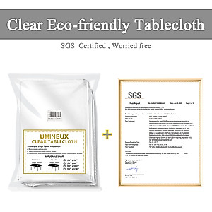 UMINEUX Clear Plastic Tablecloth Protector Heavy Duty Vinyl Table Cover 100% Waterproof Oil Proof Wipeable for Indoor Outdoor Dining Table Use(54x54 Inch, Square)