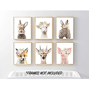 EPHANY Baby Animal Posters and Prints Rabbite Piglet Deer Fox Canvas Painting Nursery Pig Wall Art, Piglet Print Wall Art Nordic Picture Kids Room Decoration YMX013 (12"X16"(30x40cm))