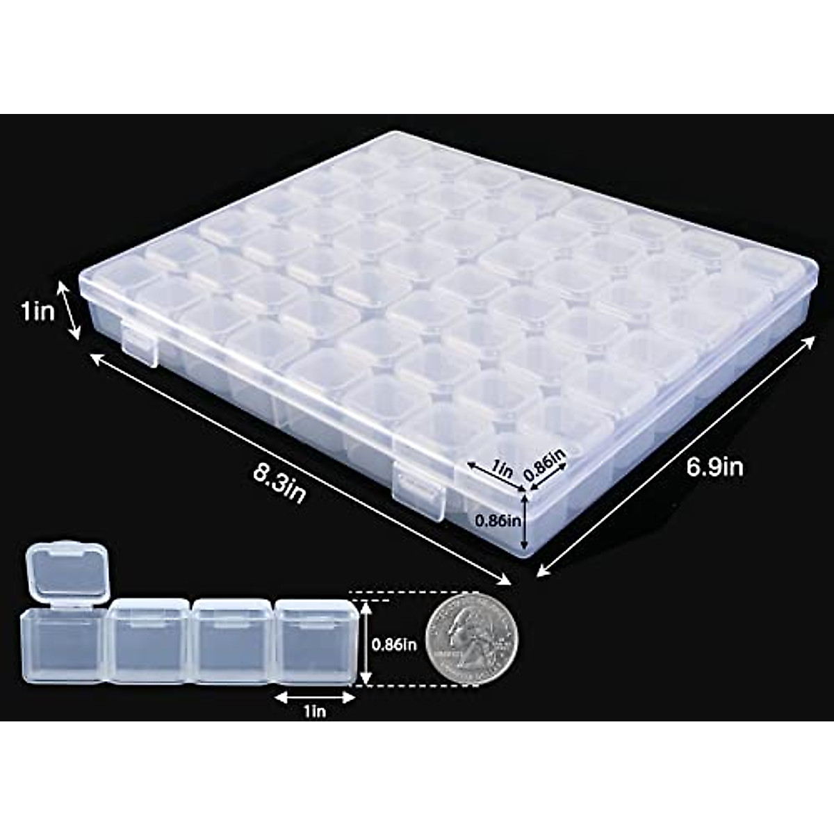 SGHUO 280 Slots 5 Pack 56 Grids Diamond Painting Storage Containers Plastic 5D Diamond Embroidery Storage Box with 400pcs Label Stickers for Sewing, Nail Diamonds, Diamond Painting Accessories