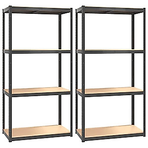 vidaXL 4-Layer Shelves 2 pcs Anthracite Steel&Engineered Wood