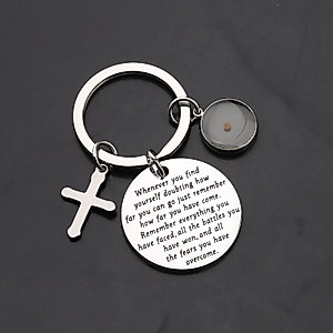 TIIMG Mustard Seed Inspirational Quote Keychain Faith Jewelry Religious Christian Gift Motivational Gift (Mustard Seeds whenever)