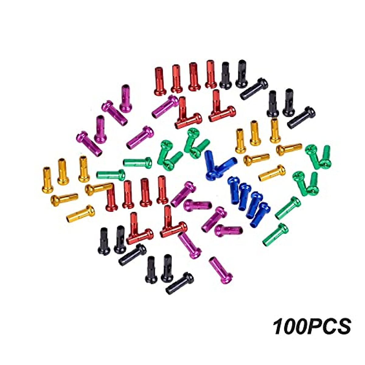 TRENDYBOY 100pcs Bicycle Spoke Nipples 2.0 * 14mm Aluminum Alloy Cycling MTB Road Bike Wheel Nipples Mountain Bike Hub Spoke Nipples (Color : Purple 100pcs)