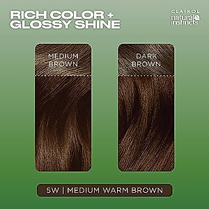 Clairol Natural Instincts Demi-Permanent Hair Dye, 5W Medium Warm Brown Hair Color, Pack of 1