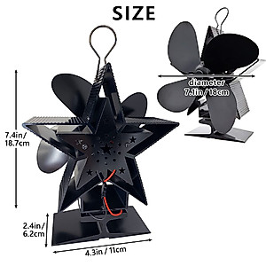 Japard 4 Blades Heat Fan for Wood Stove, Thermal Fan for Wood Stove, Wood Burner Fans for Circulating Warm, Wood Stove Fan Non Electric Heat Powered, Log Wood Stove Oil Fan