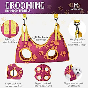Dog Grooming Hammock Harness for Cats Dogs - Complete Groomers Helper Set for Pets - Pet Grooming Hammock Dog Nail Clipper - Dog Hammock for Nail Clipping - Dog Sling Lift Harness for Dogs Cats