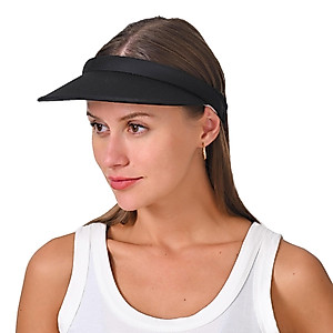 Cotton Visor Hat Women Men Clip-on Visors Hats Adjustable Outdoor Sports Golf Beach Wide Brim Sun Cap (Black)