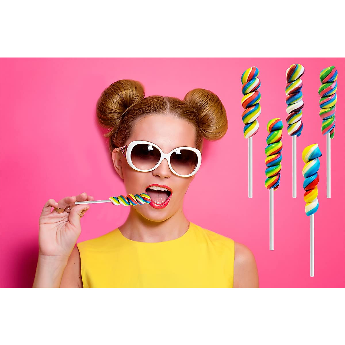 The Dreidel Company Twist Rainbow Lollipop, 4 Color Variety, Mixed Fruit Flavor, Individually Wrapped, 3" Inch Sucker (12-Pack)