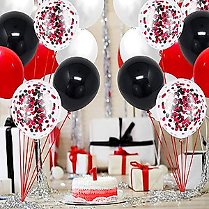 coxylaco Black Red Confetti Latex Balloons, 60Pack 12inch Black Red Confetti Party Balloons for Mother's day Birthday Baby Shower Wedding Engagement Company Event Party Decoration