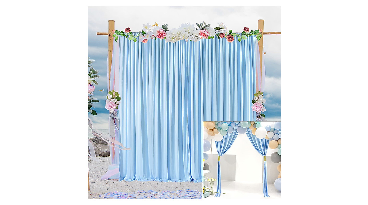 Elegant Blue Backdrop Curtain for Weddings & Events | 2 Panels 5x10ft